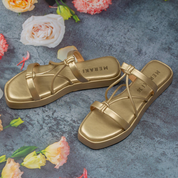 Yara Golden Oversoft Flatform heel for women – Meraki
