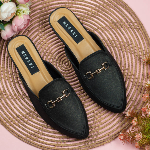 Riley Black Closed Toe Semi Heel for women – Meraki