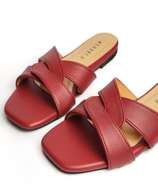 Bellatrix Maroon Flat Sandal for women – Meraki